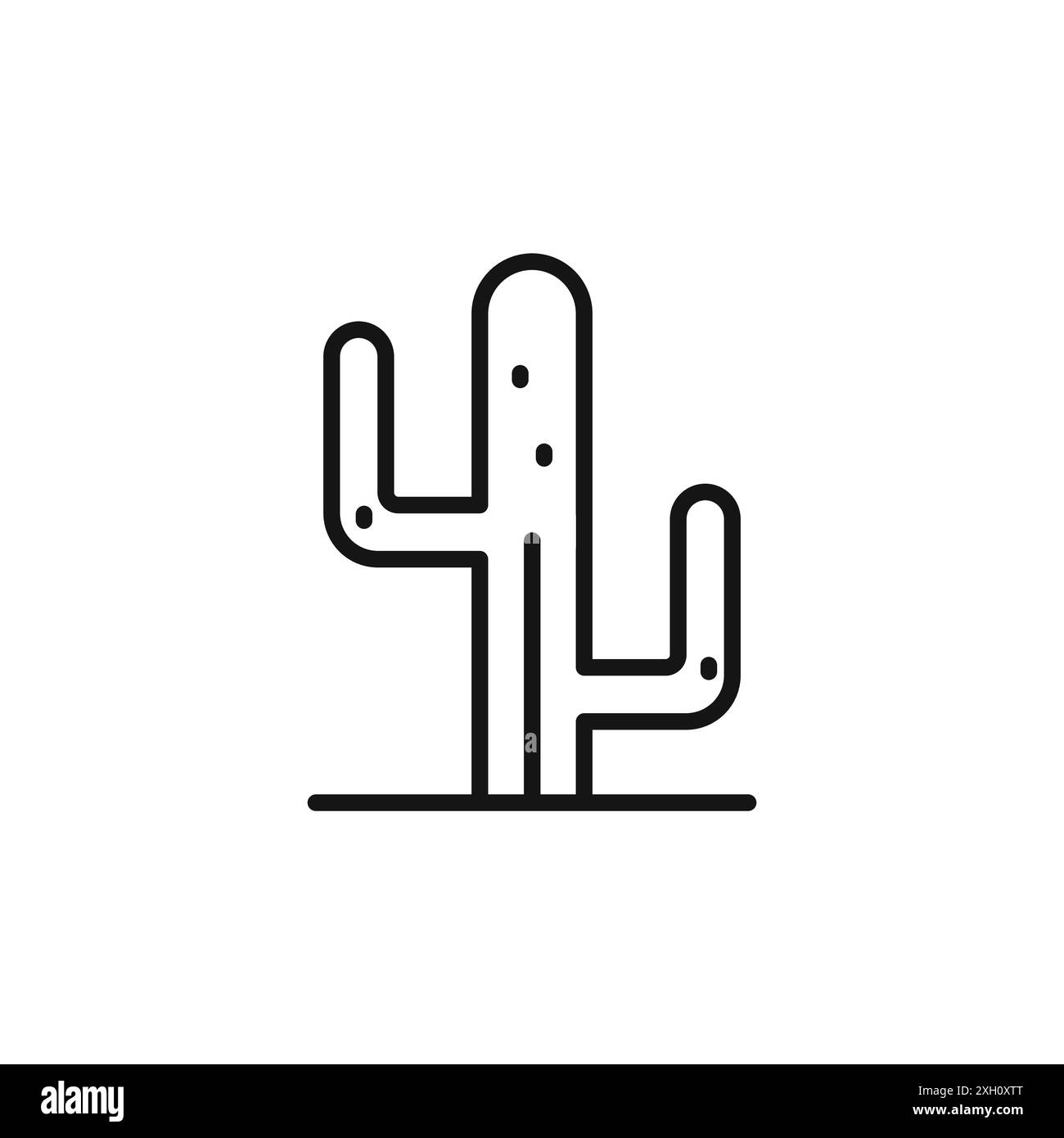 Cactus icon logo sign vector outline in black and white color Stock ...