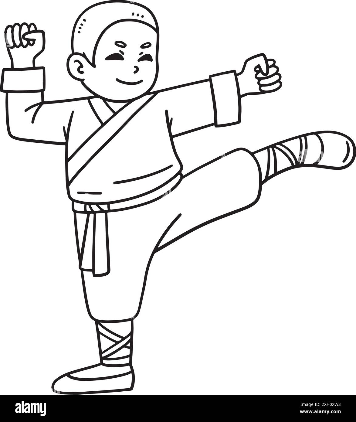 Buddhism Shaolin Monk Isolated Coloring Page Stock Vector Image & Art ...