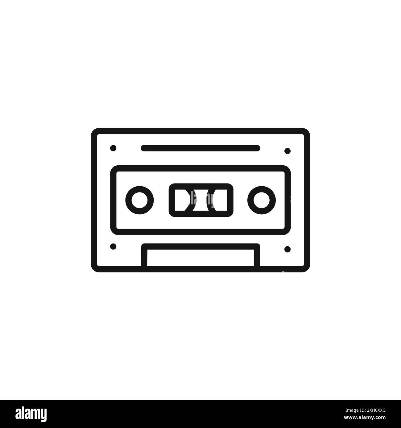 Cassette tape icon logo sign vector outline in black and white color ...