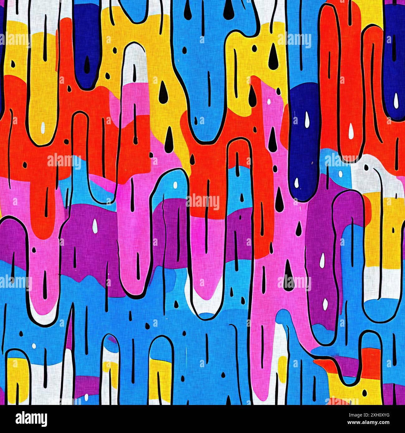 Fun dripping paint effect digital pattern with whimsical ink splodge ...