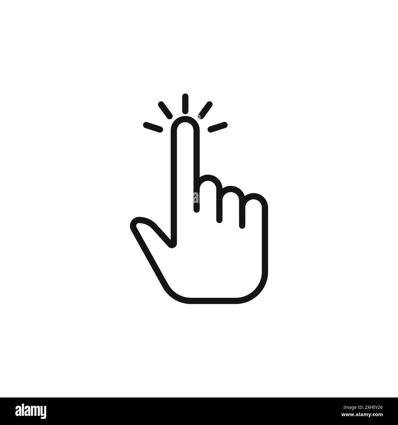 Clicking finger icon logo sign vector outline in black and white color ...