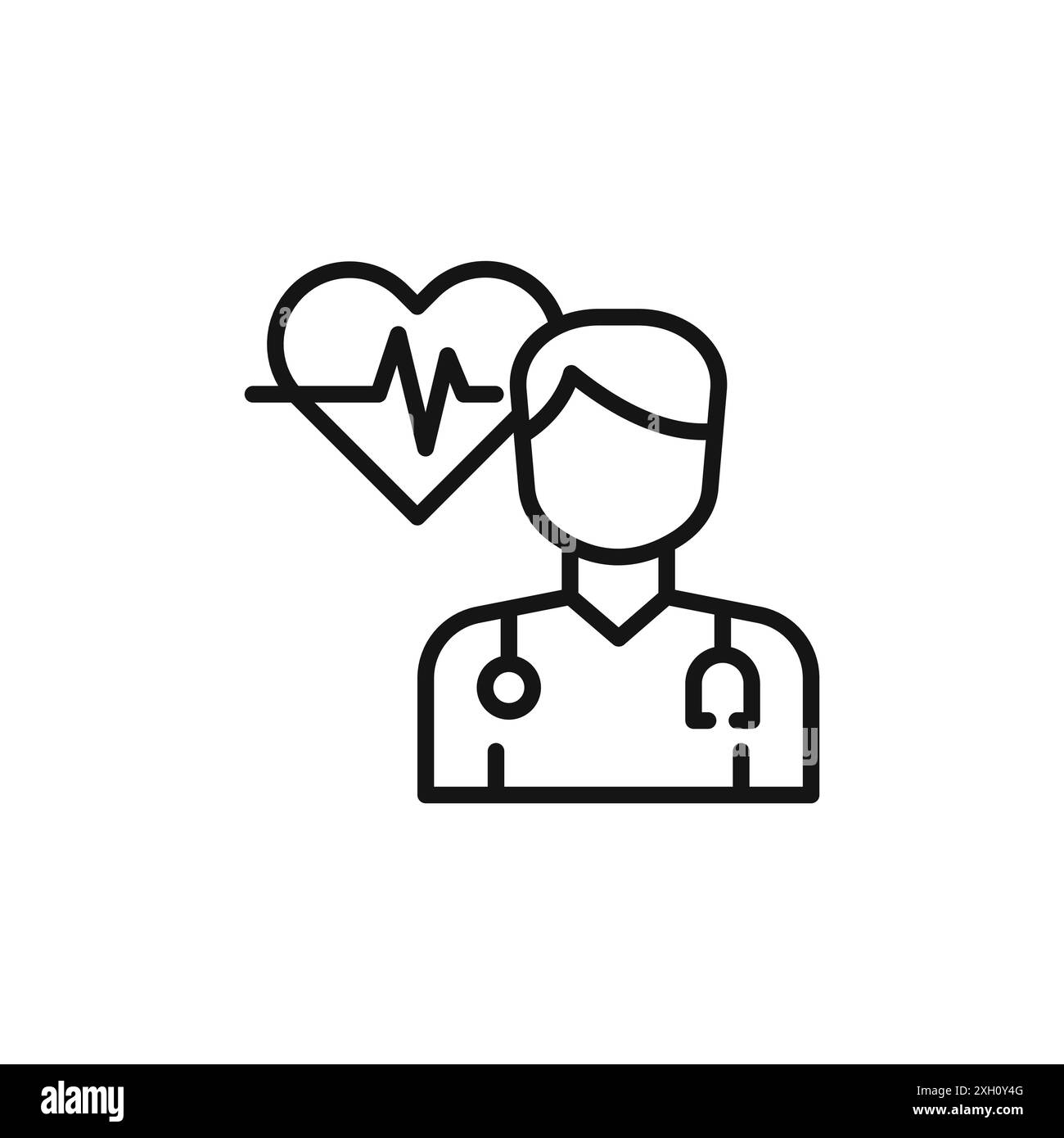 Cardiologist icon logo sign vector outline in black and white color ...