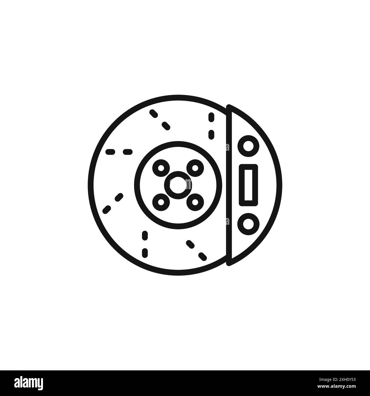 Car brake disk with caliper icon logo sign vector outline in black and ...