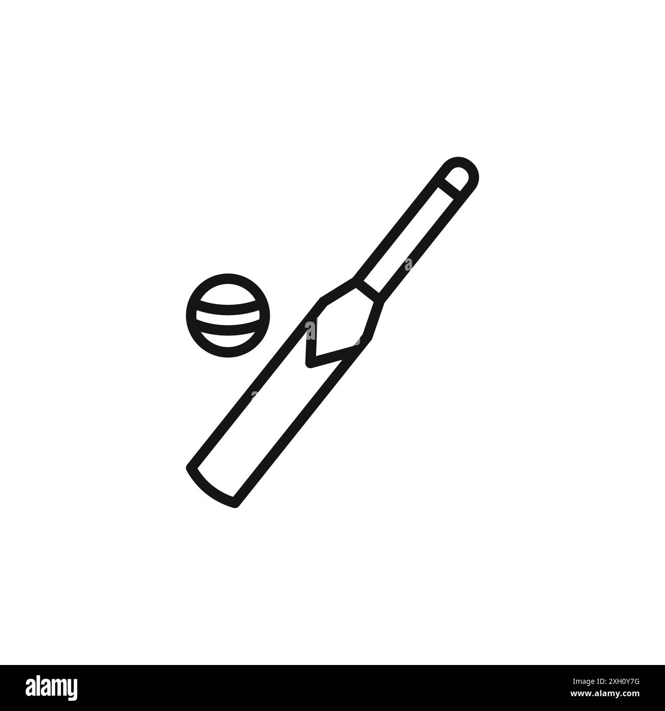 Cricket Bat ball icon logo sign vector outline in black and white color ...