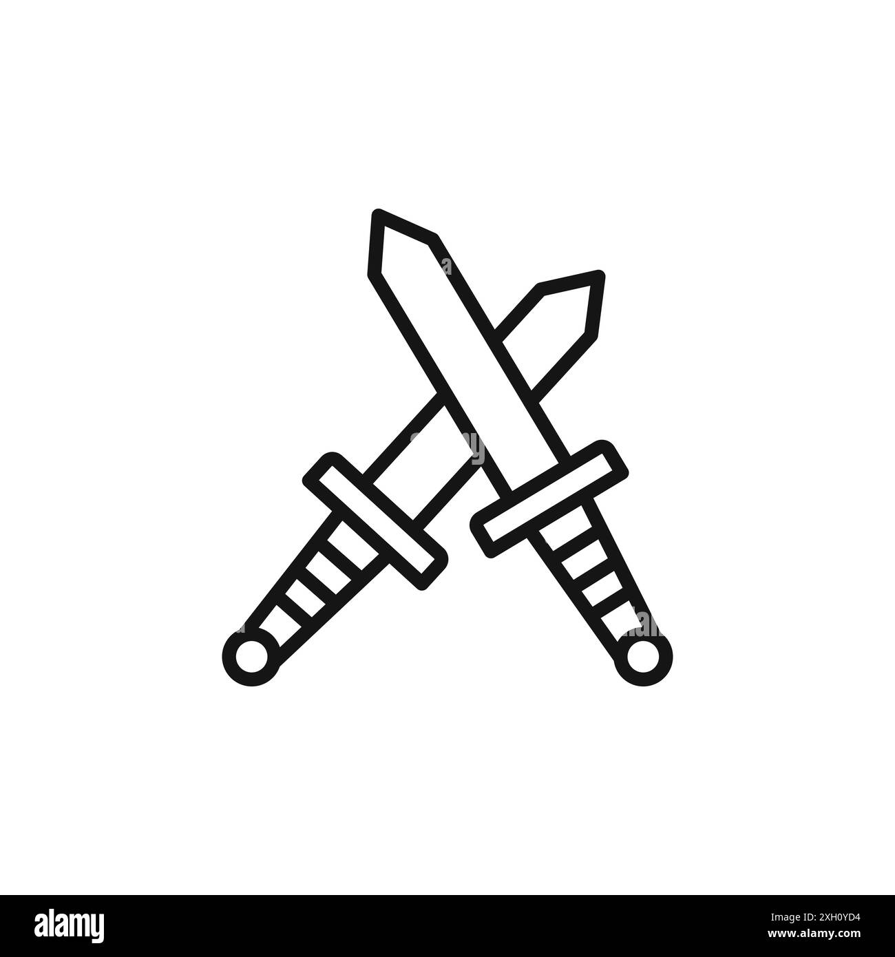 Crossed swords heraldic icon logo sign vector outline in black and ...
