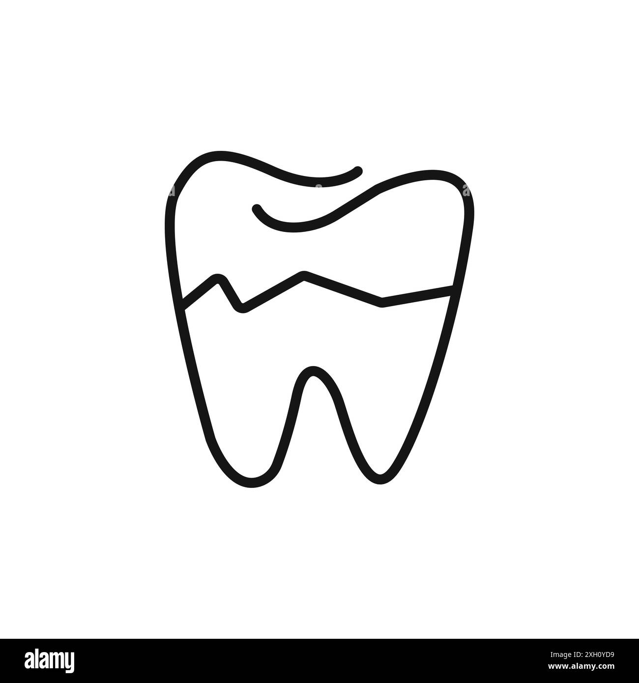 broken tooth icon logo sign vector outline in black and white color Stock Vector Image & Art - Alamy