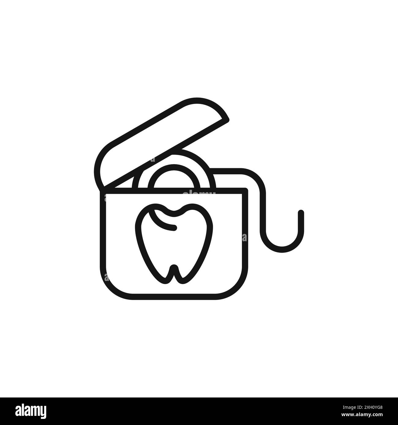 Dental floss icon logo sign vector outline in black and white color ...