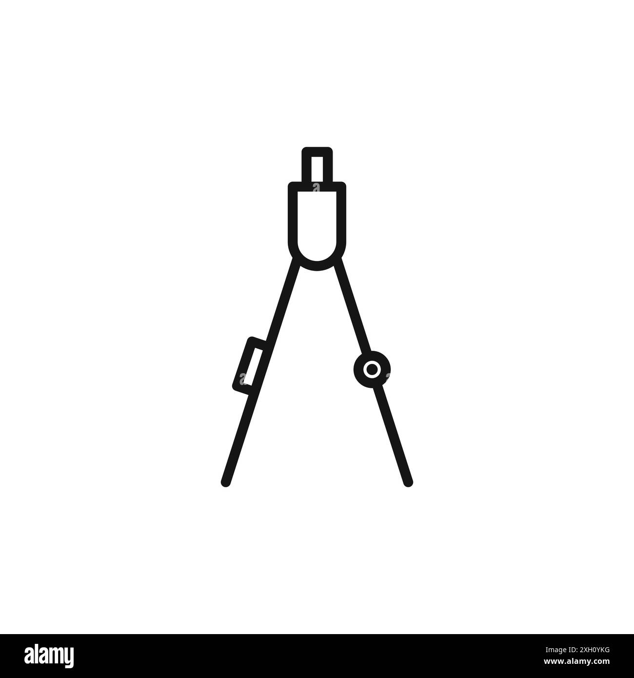 drawing compass icon logo sign vector outline in black and white color ...