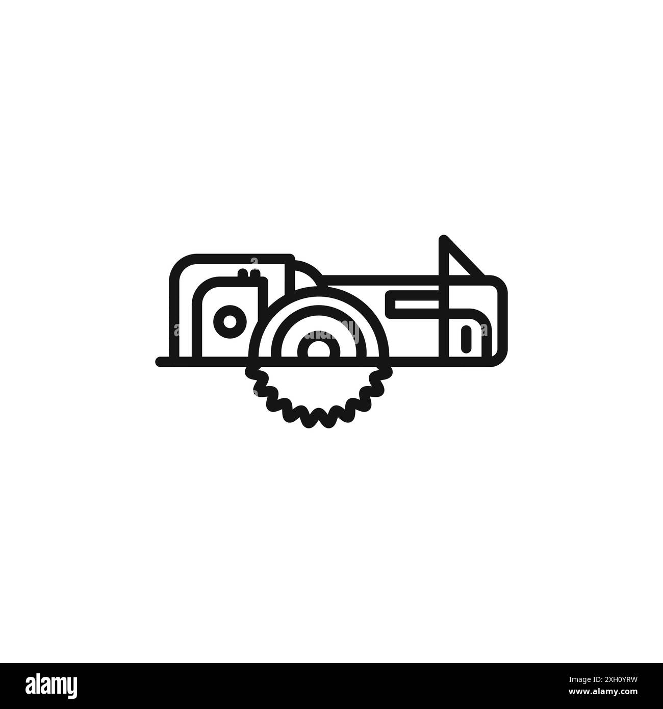 circular saw cutting tool icon logo sign vector outline in black and ...