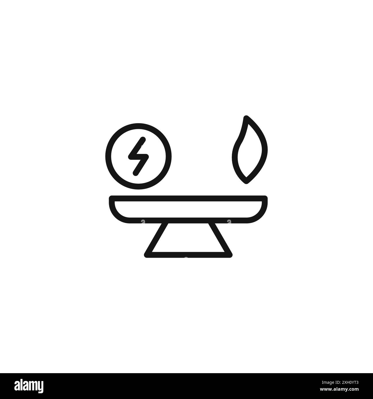 Electric vs gas power icon logo sign vector outline in black and white ...