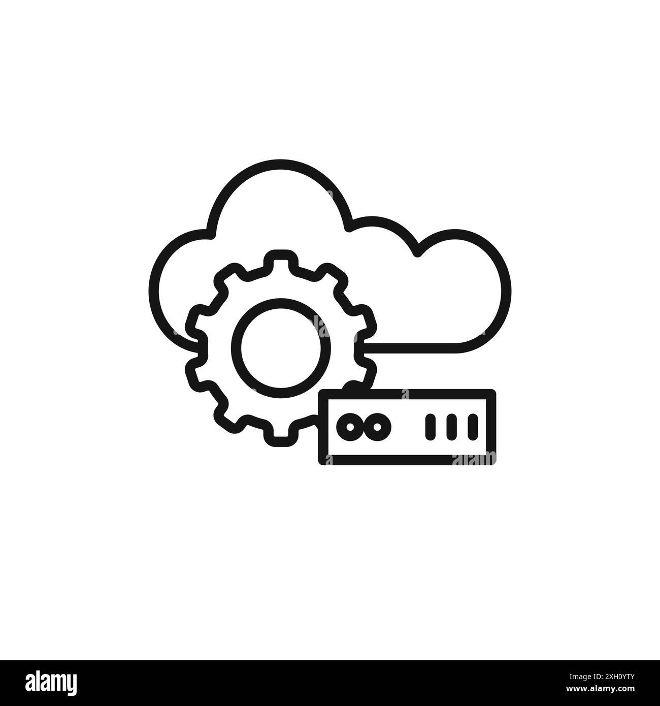 Cloud Data Settings Icon Logo Sign Vector Outline In Black And White Color Stock Vector Image