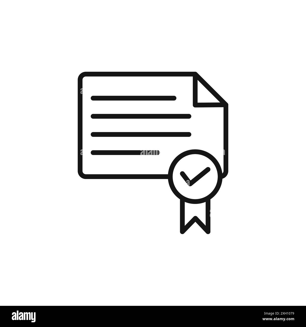 certificate icon logo sign vector outline in black and white color ...