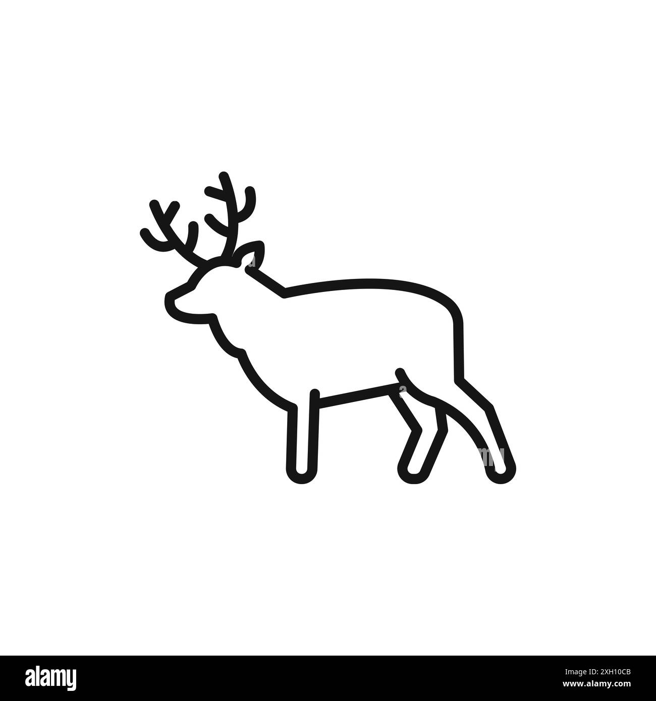 Deer animal icon logo sign vector outline in black and white color ...