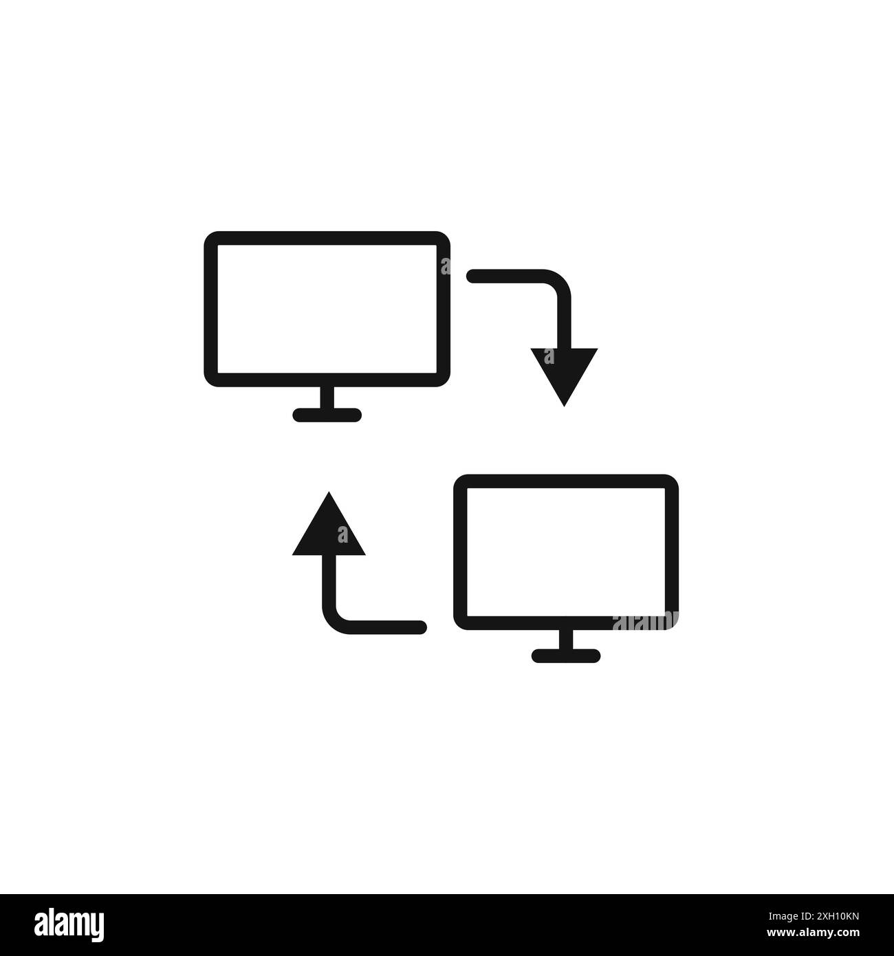 Data exchange icon logo sign vector outline in black and white color ...