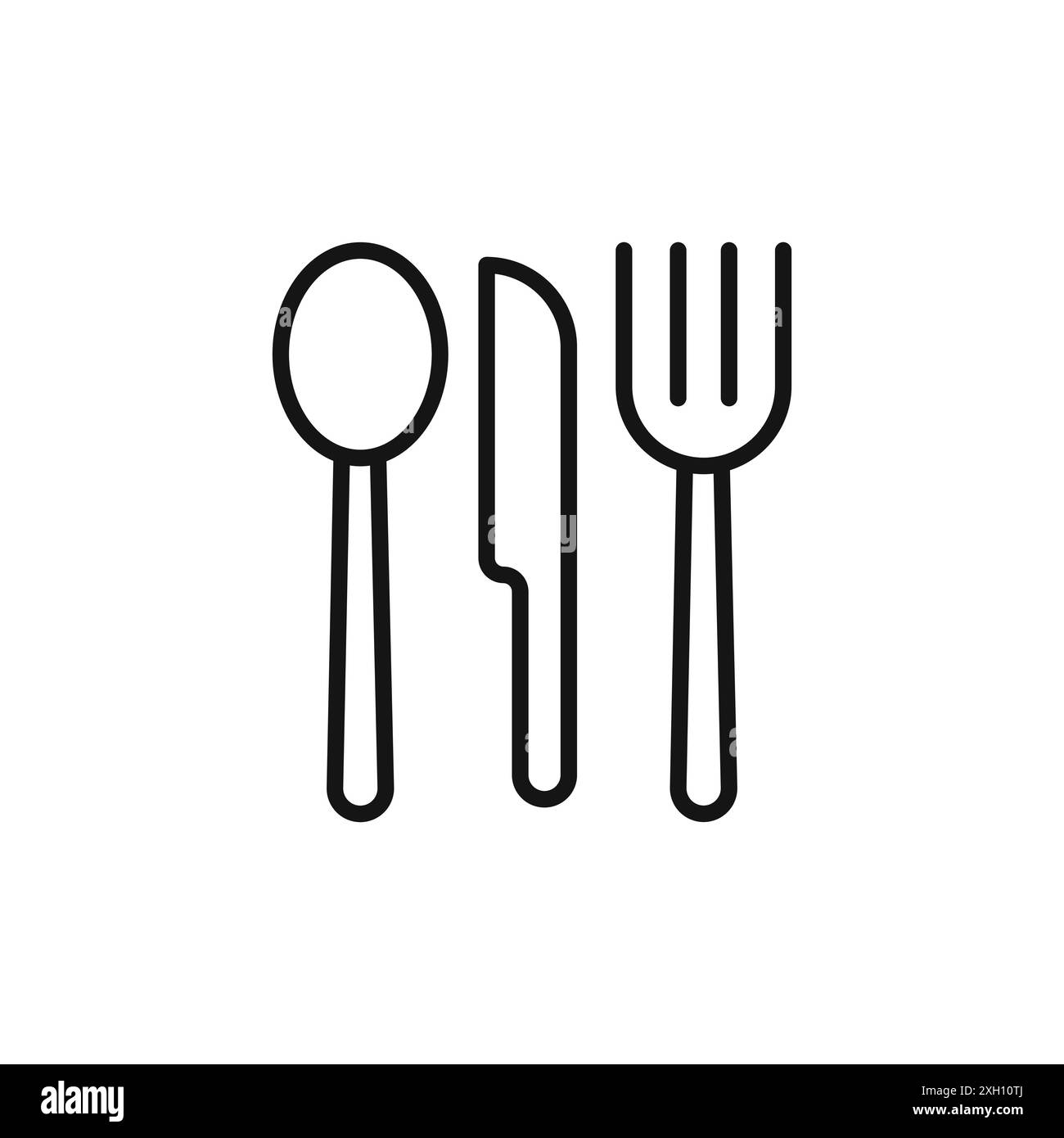 Cutlery icon logo sign vector outline in black and white color Stock ...