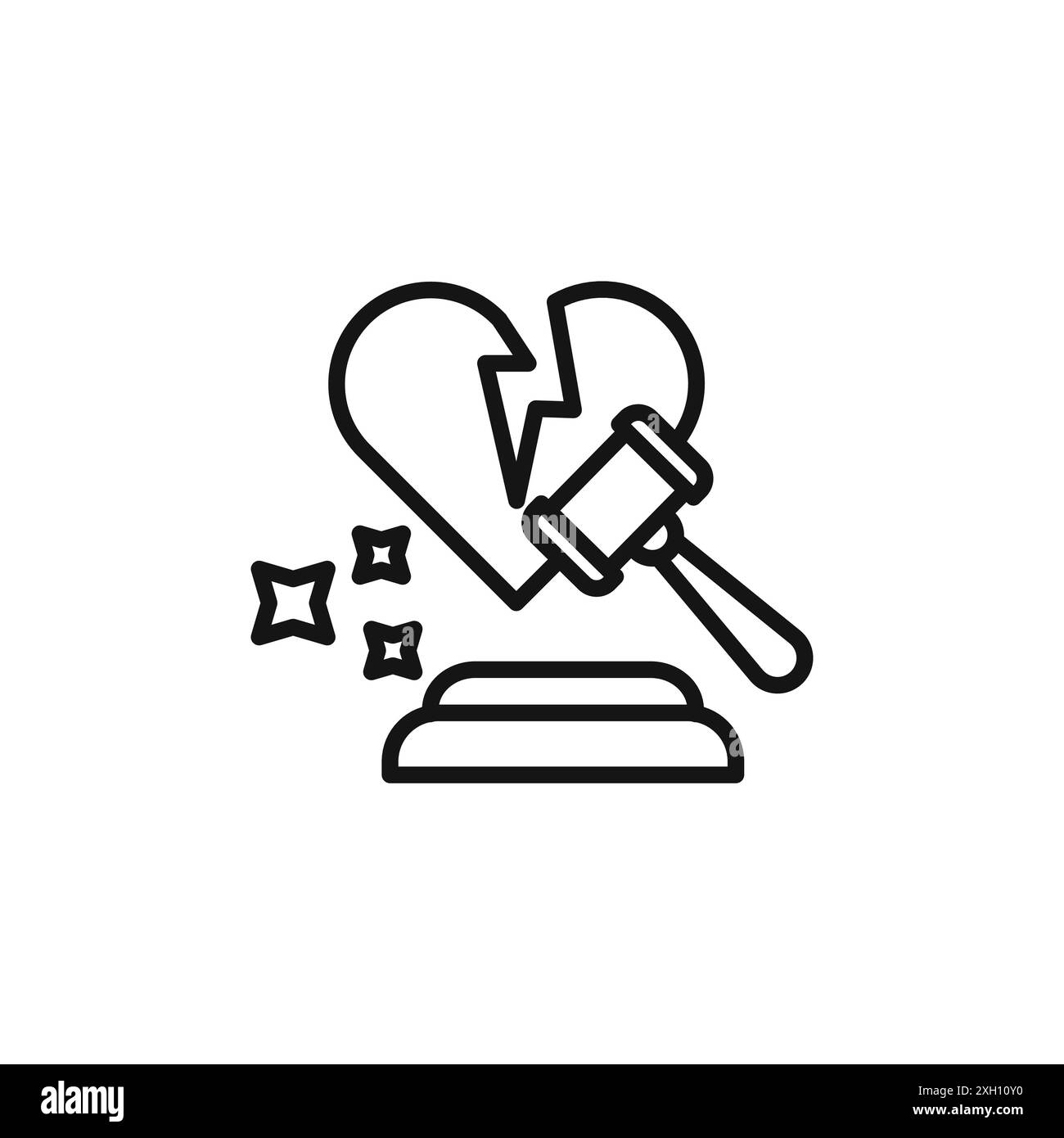 Divorce icon (2) logo sign vector outline in black and white color ...