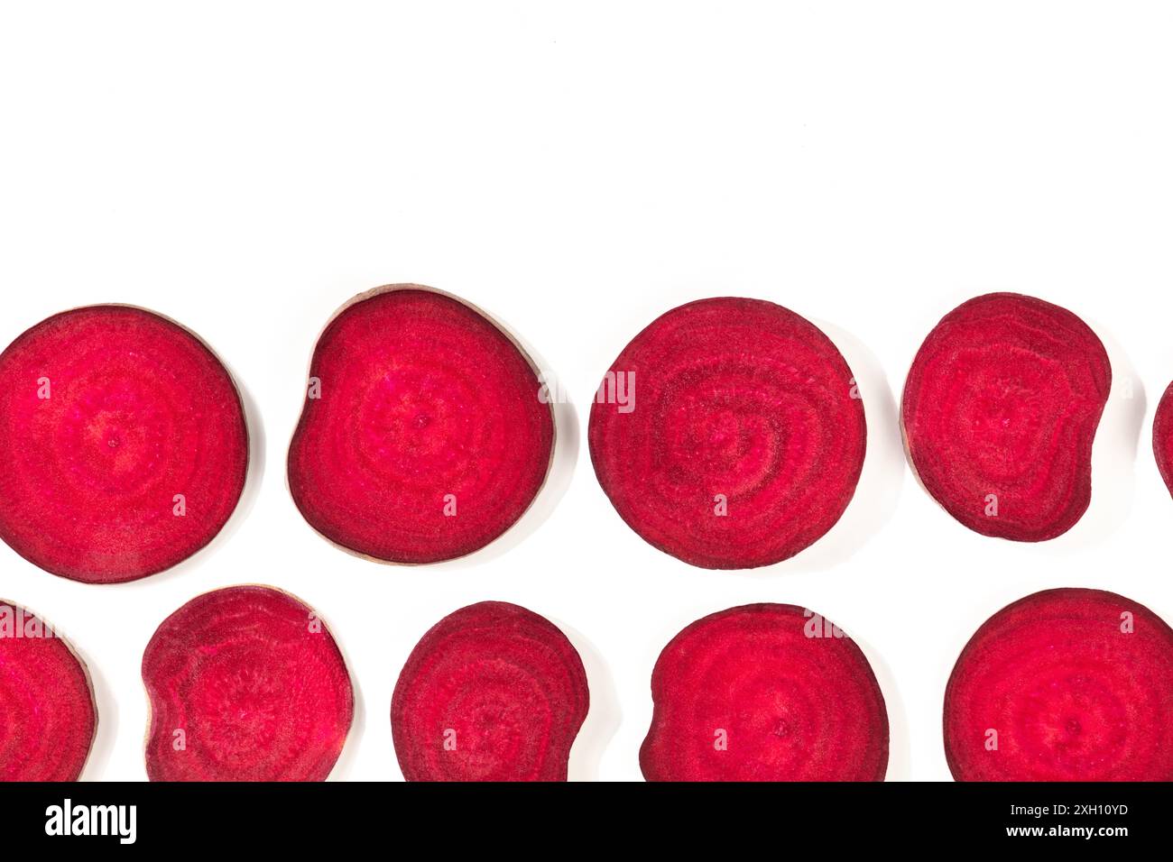 Beet, shot from the top on a white background with a place for text, a ...