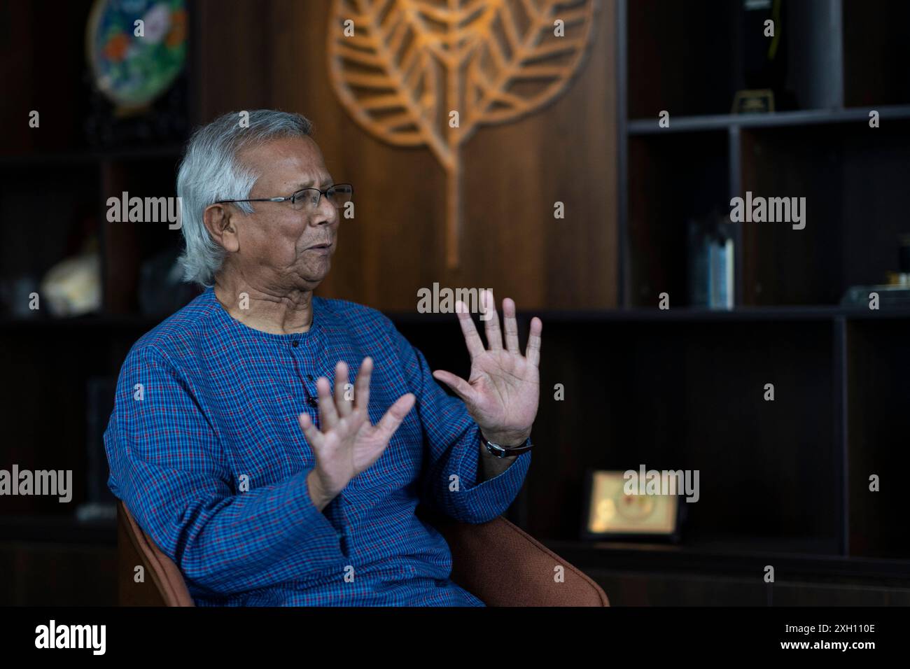 Portrait of Dr Muhammad Yunus during an interview session at Yunus ...