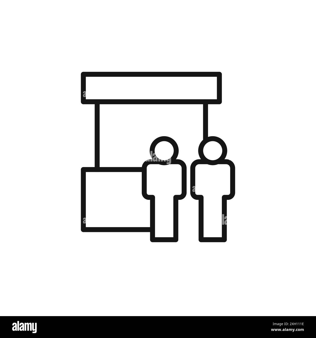 exhibition stand booth icon logo sign vector outline in black and white ...