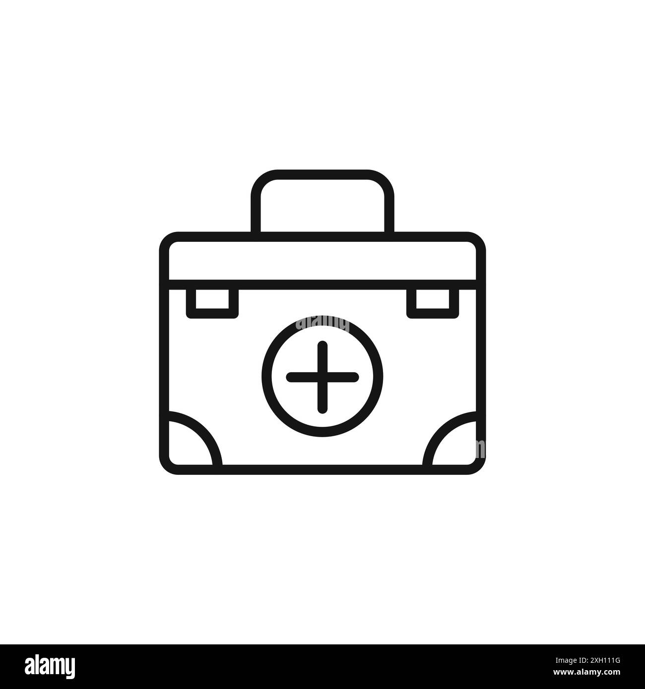 First aid medical kit icon logo sign vector outline in black and white ...