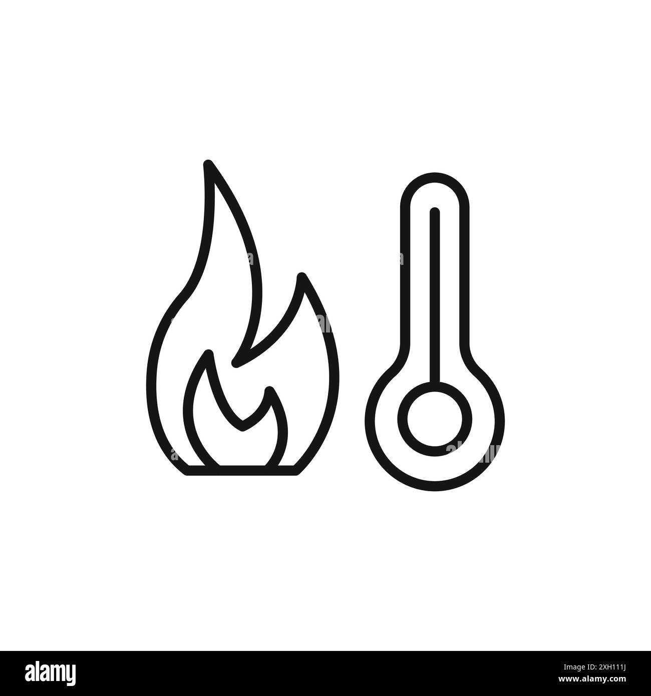 Fire temperature icon logo sign vector outline in black and white color Stock Vector Image & Art ...