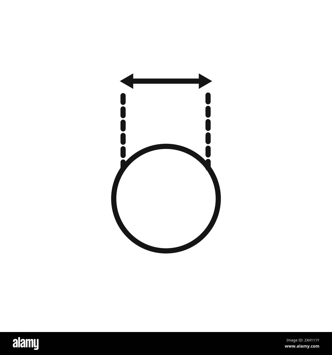 diameter size icon logo sign vector outline in black and white color ...