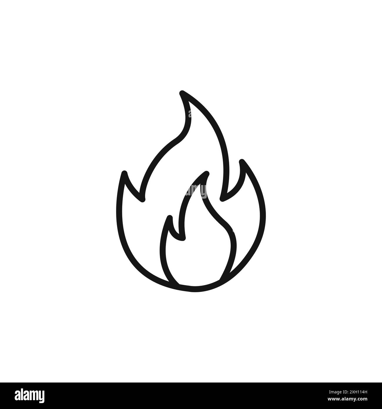 Fire icon logo sign vector outline in black and white color Stock ...