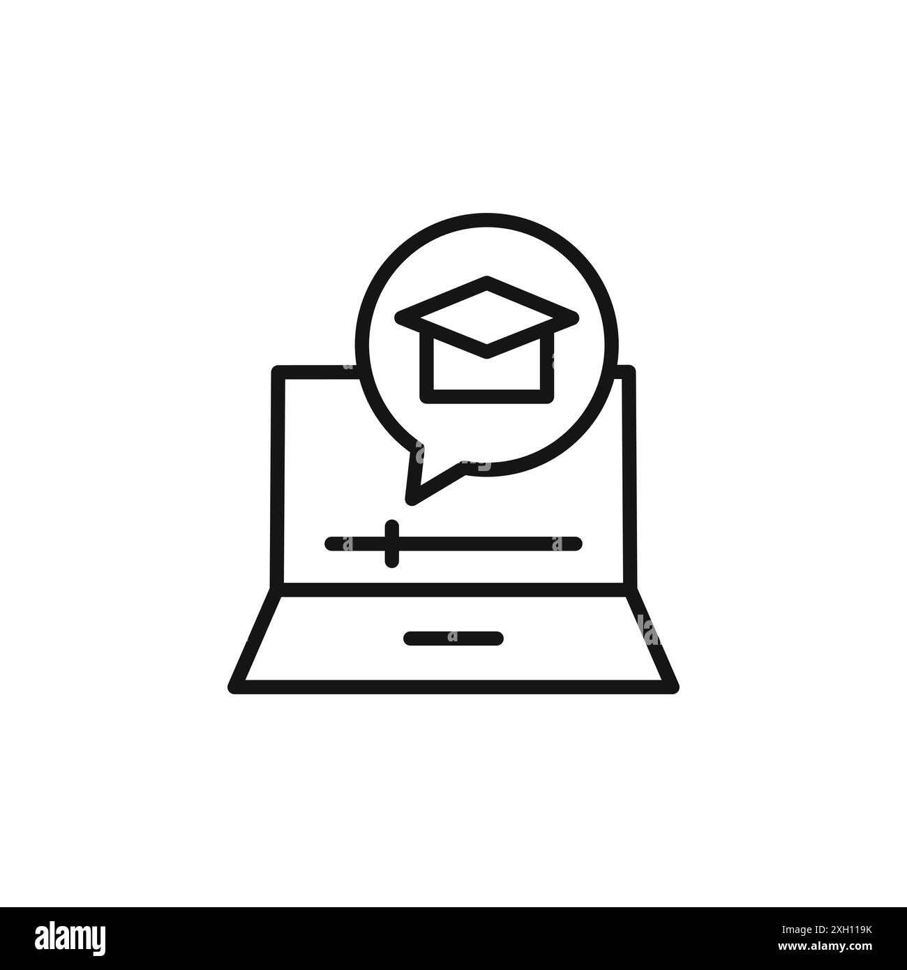 E learning icon logo sign vector outline in black and white color Stock ...