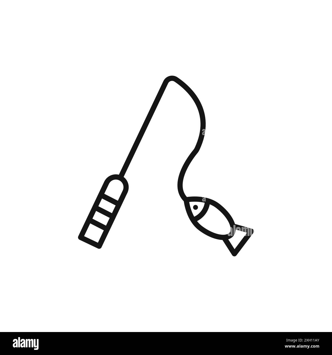 fishing rod icon logo sign vector outline in black and white color ...