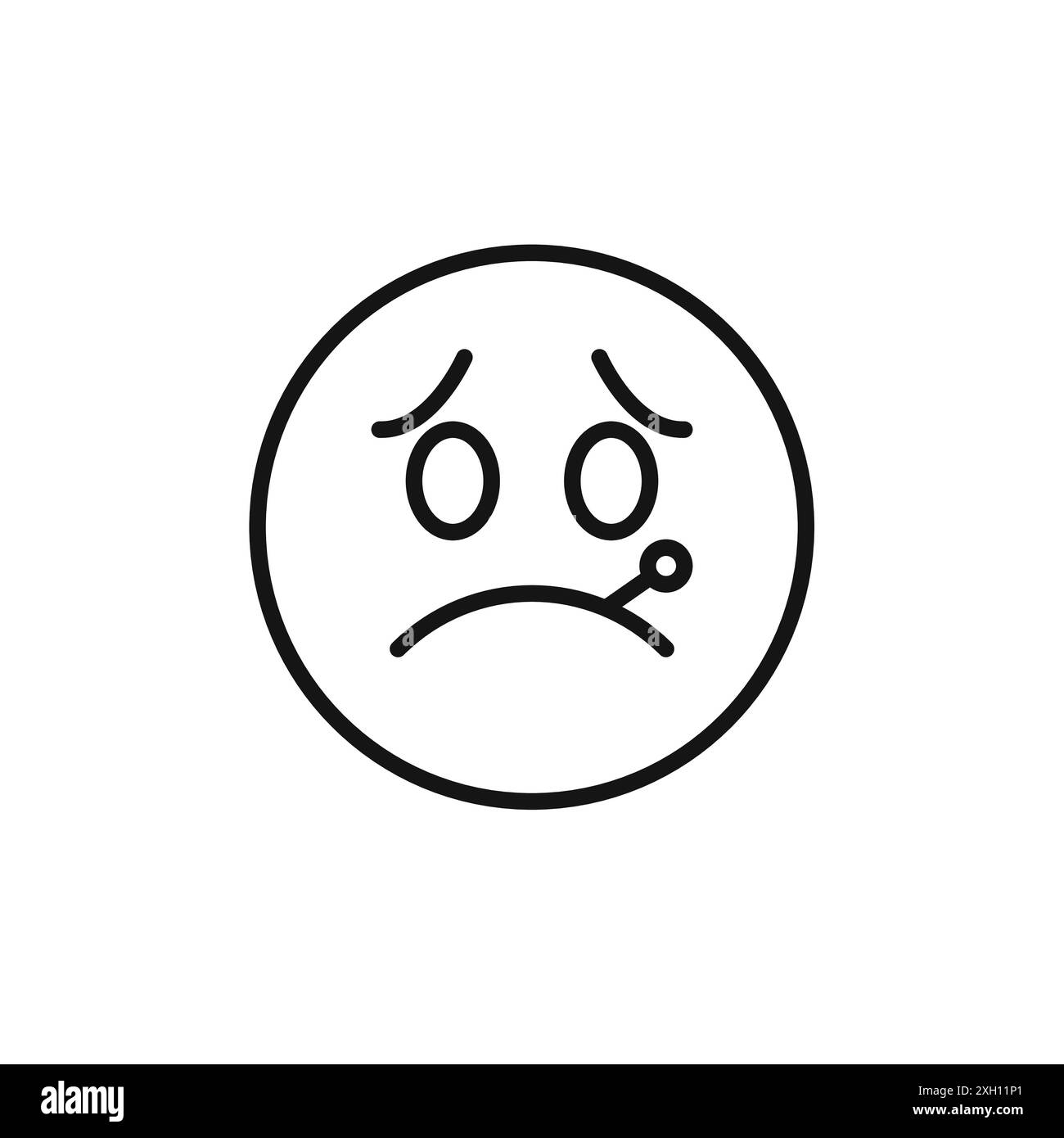 Face with thermometer emoji icon logo sign vector outline in black and ...