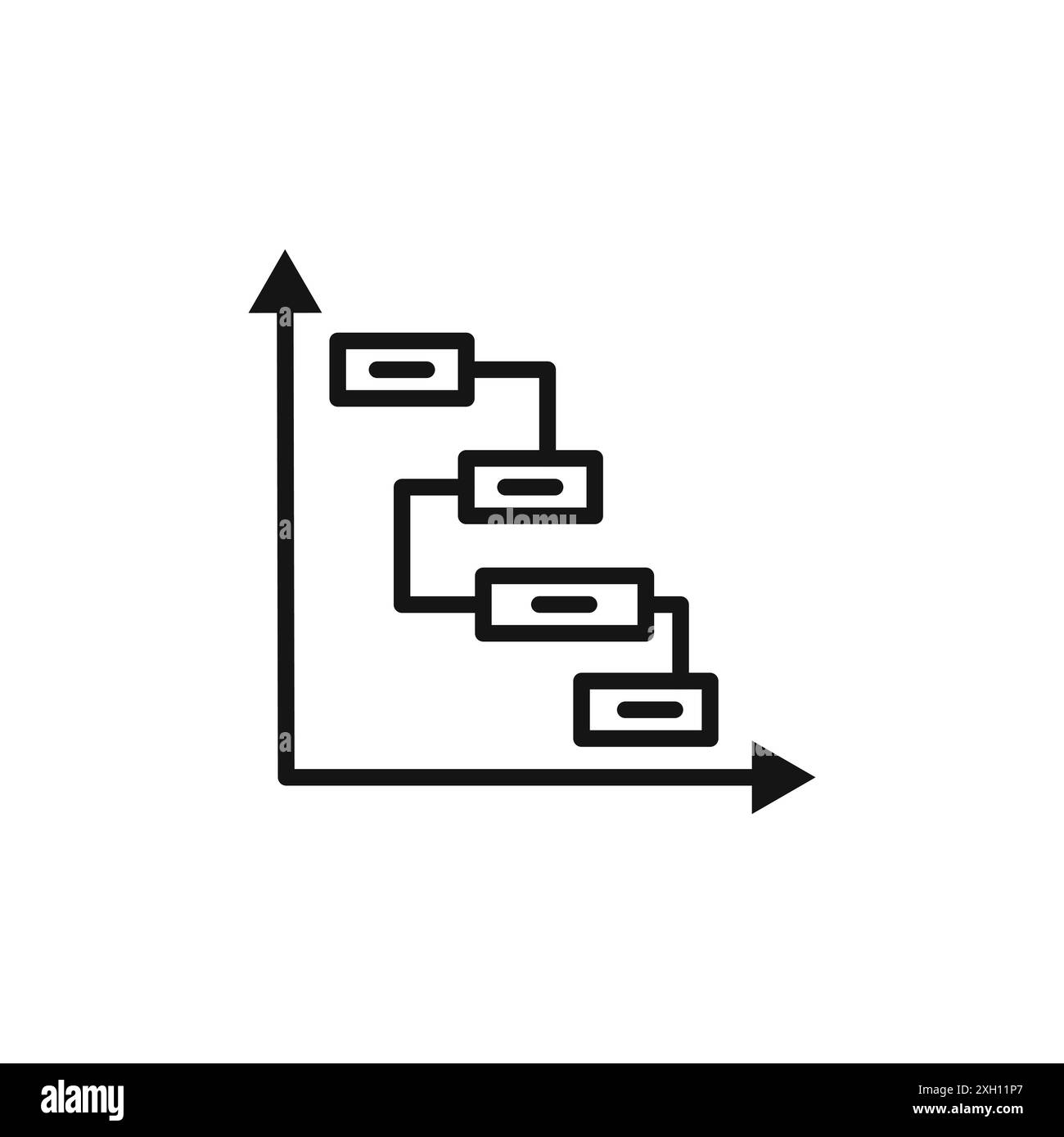 Gantt chart icon logo sign vector outline in black and white color ...