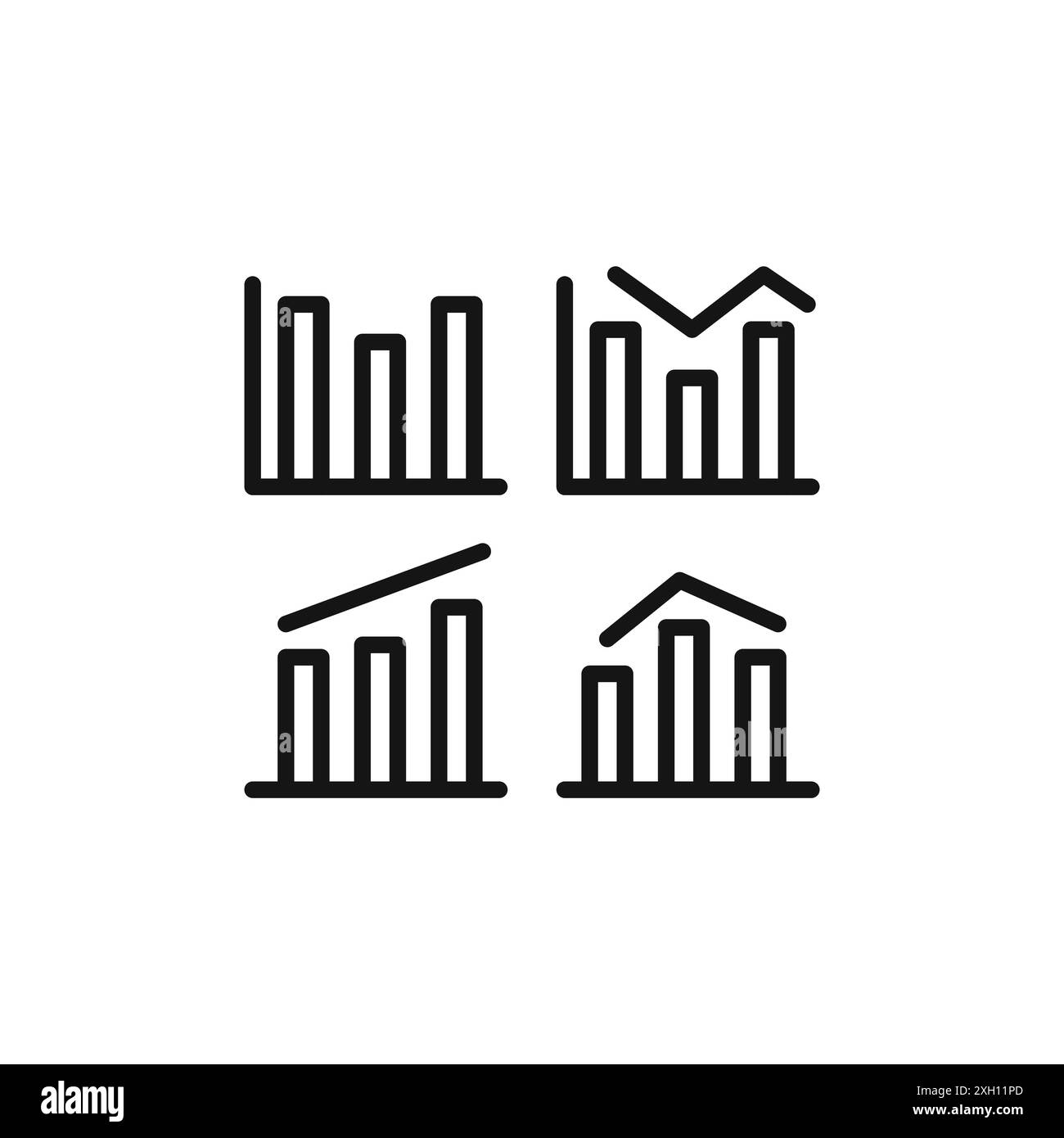 graph chart icon logo sign vector outline in black and white color ...