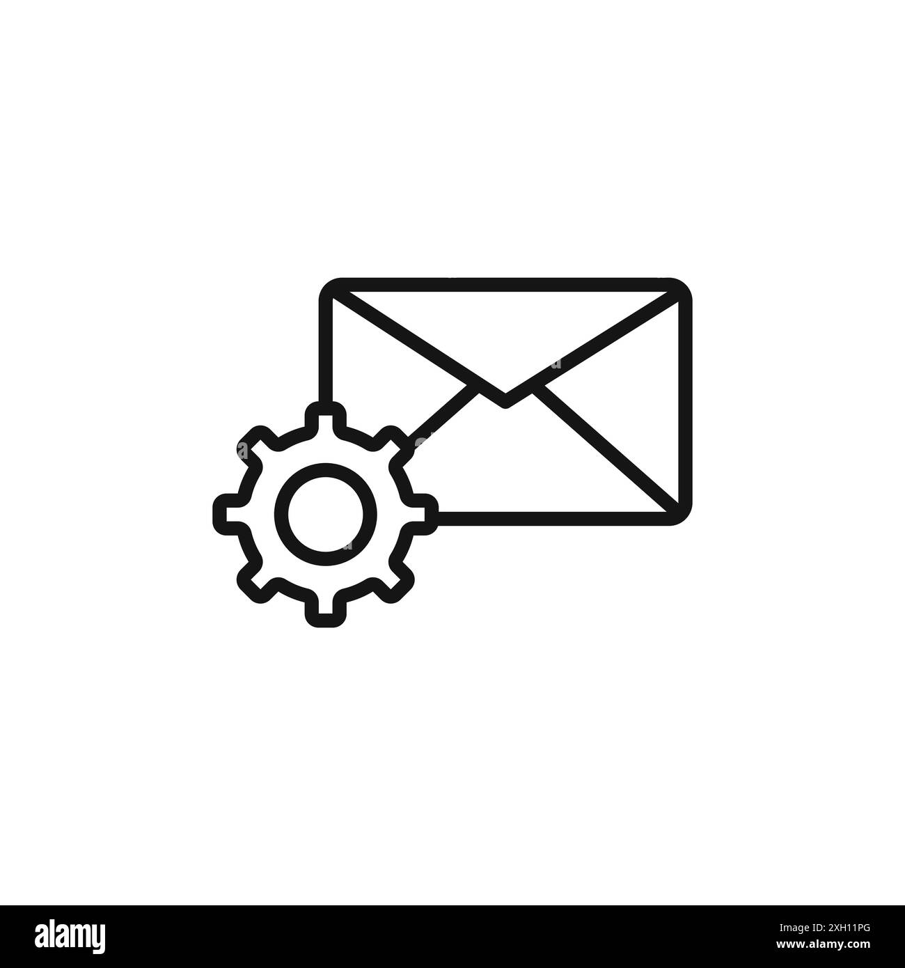 Email settings icon logo sign vector outline in black and white color ...
