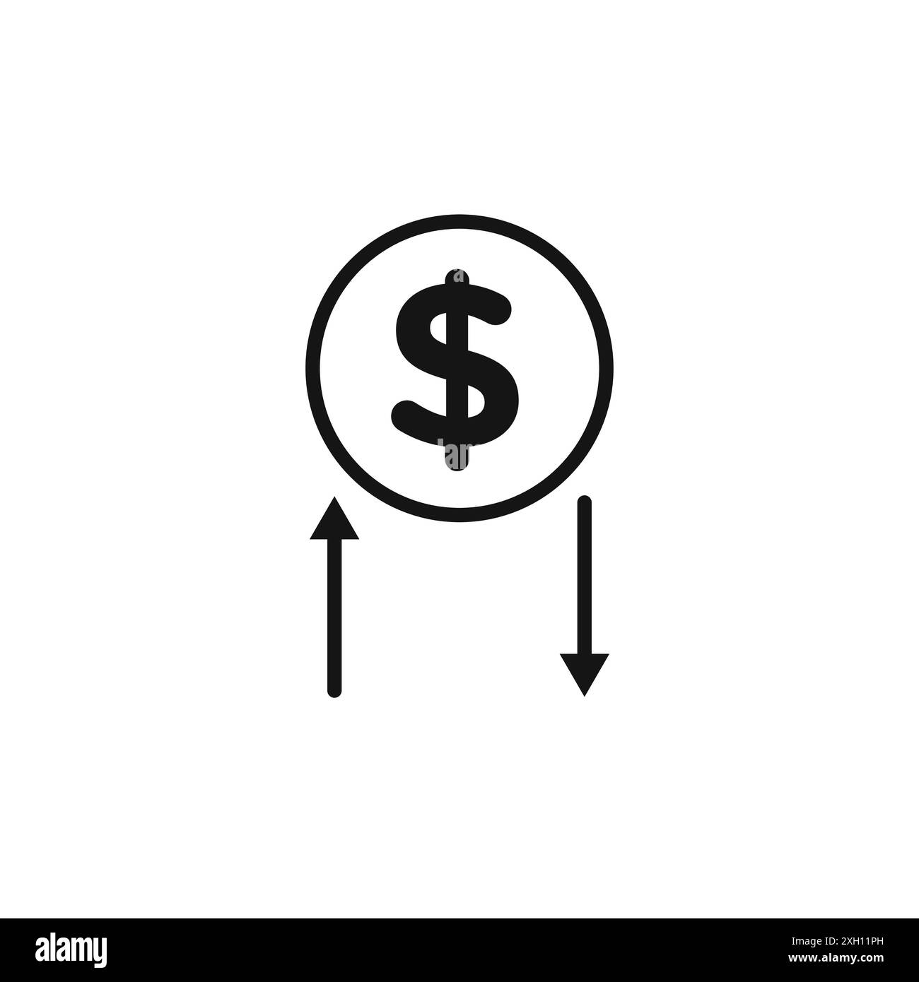 Dollar sign up and down arrow icon logo sign vector outline in black ...