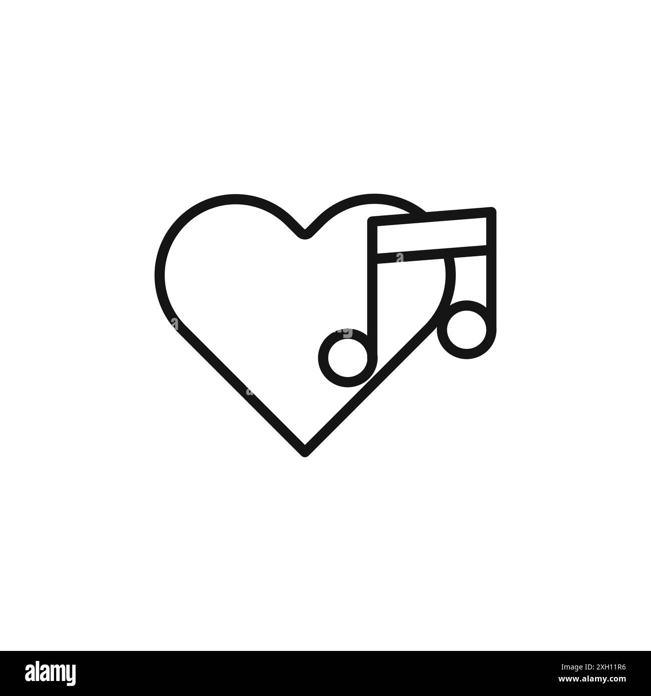 Heard heart note icon logo sign vector outline in black and white color ...