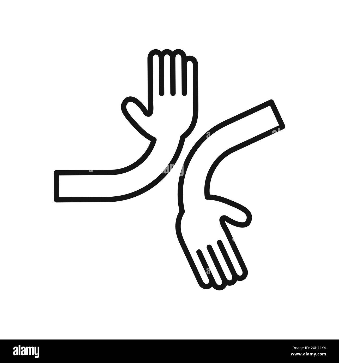 elbow greeting icon logo sign vector outline in black and white color ...
