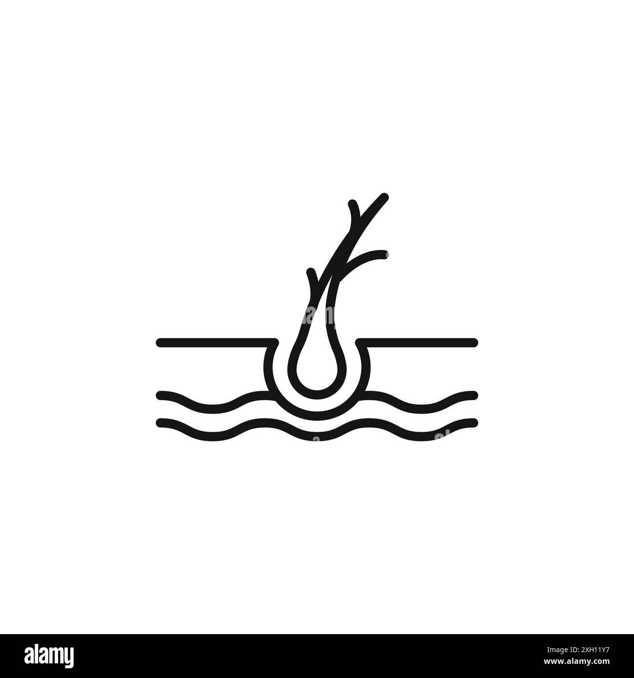 Hair Split Ends icon logo sign vector outline in black and white color ...