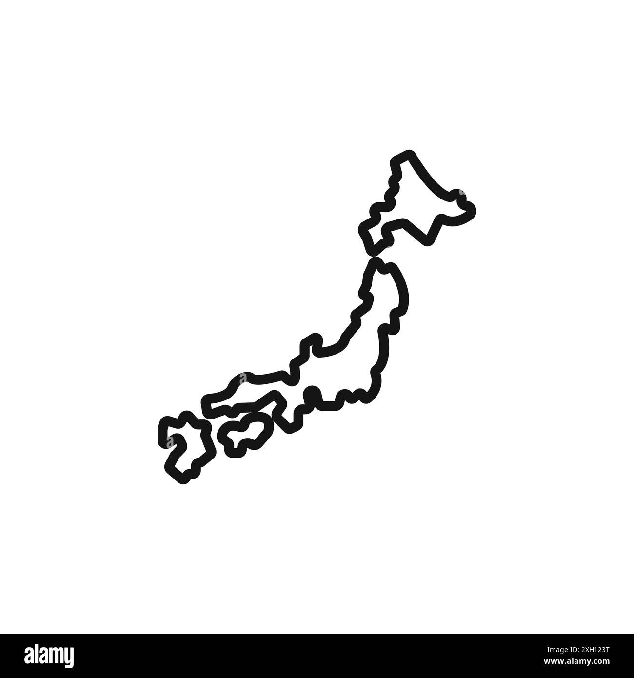 Japan map icon logo sign vector outline in black and white color Stock ...