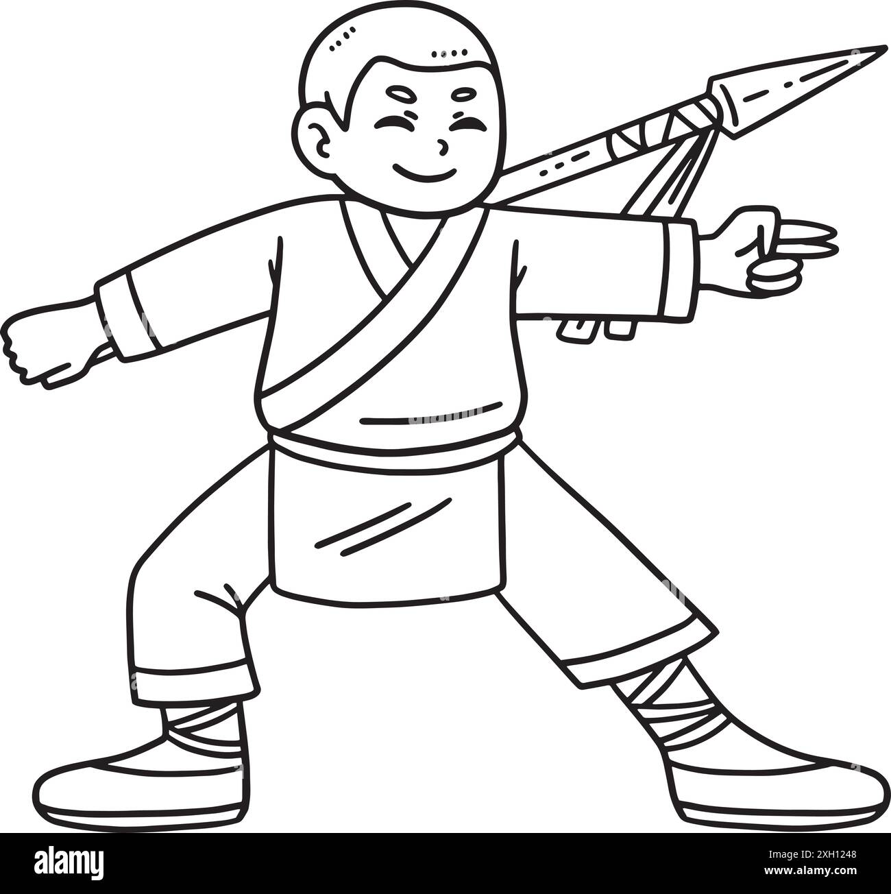 Buddhism Shaolin Monk with Spear Isolated Coloring Stock Vector Image & Art - Alamy
