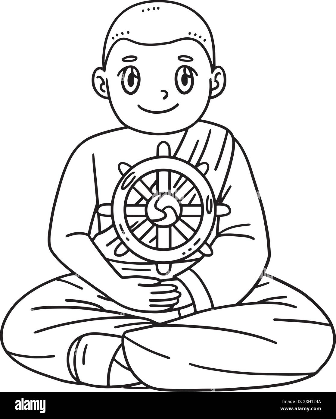 Buddhism Buddhist Monk and Dharmachakra Isolated Stock Vector Image ...