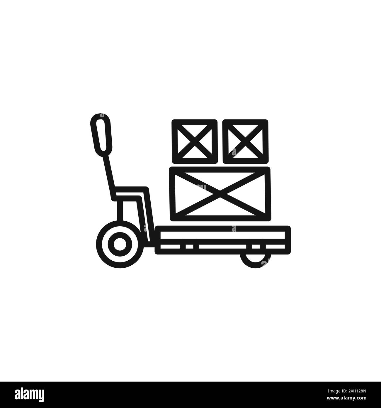 Hand pallet jack icon logo sign vector outline in black and white color ...