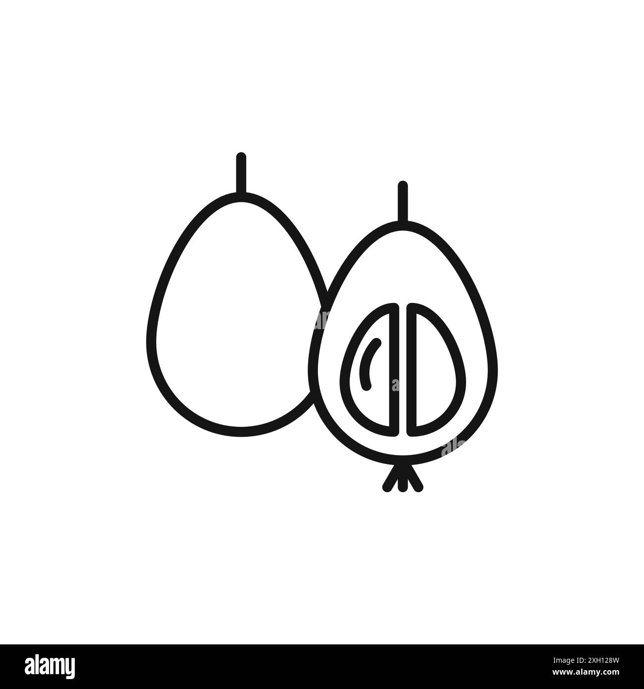 half cut loquat icon logo sign vector outline in black and white color ...