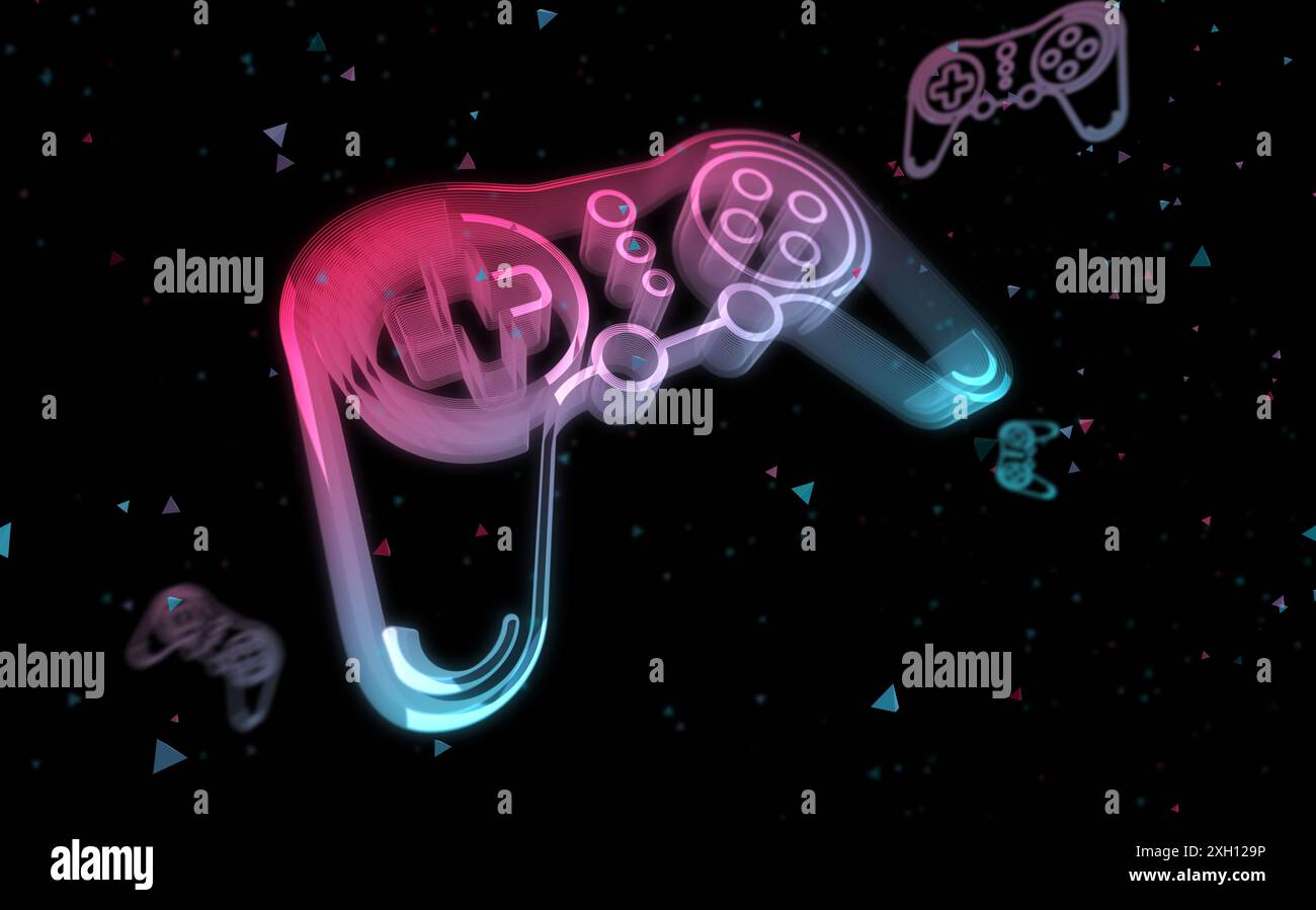 Gaming pad and joystick play video game symbol digital abstract concept ...