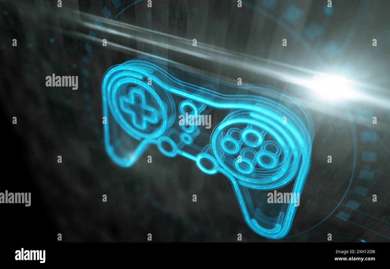 Gaming pad and joystick play video game symbol digital concept. Network ...