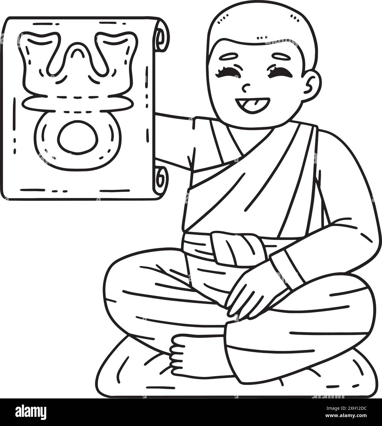 Buddhism Buddhist Monk Triratna Scroll Isolated Stock Vector Image ...