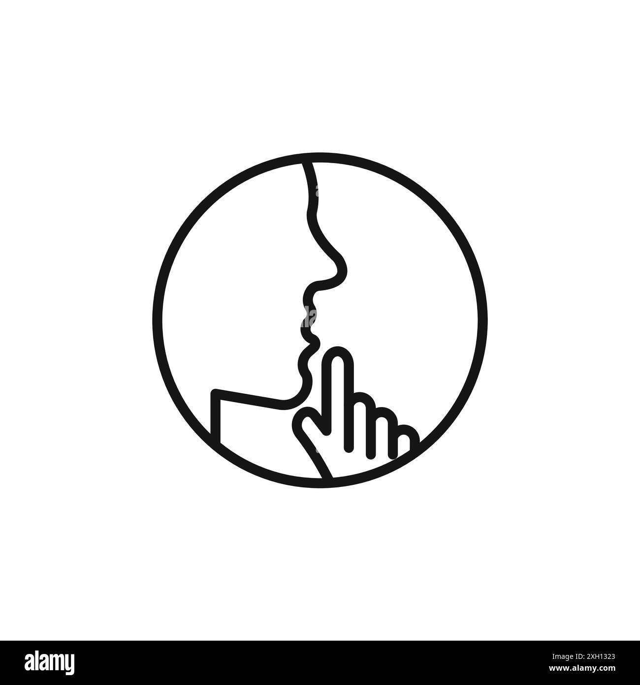 Keep silence icon logo sign vector outline in black and white color ...