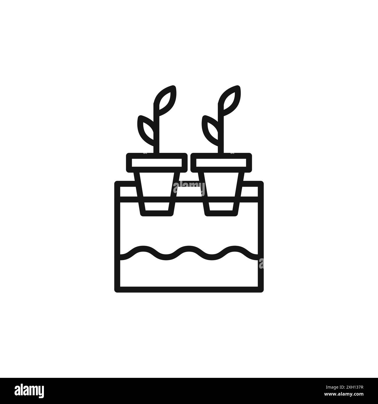 Hydroponics farming pot icon logo sign vector outline in black and ...
