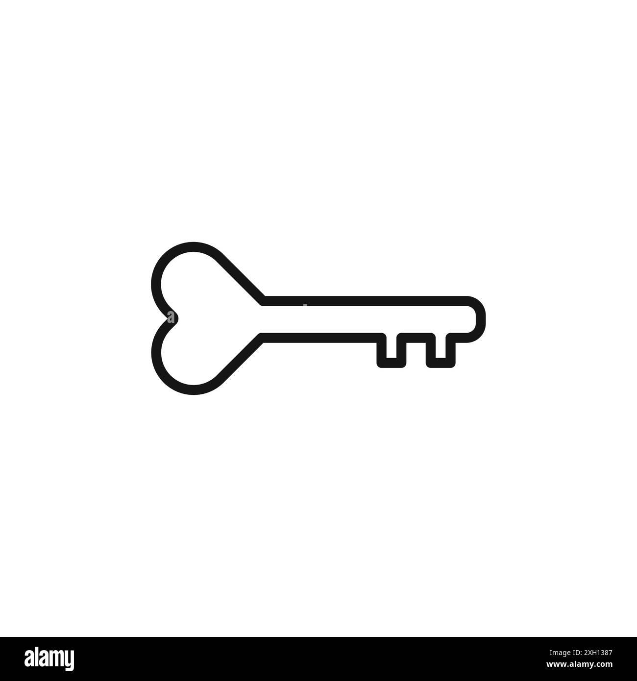 Love key Icon logo sign vector outline in black and white color Stock ...