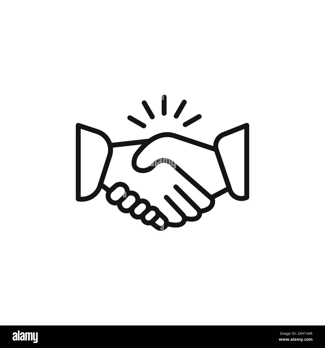 Handshake icon logo sign vector outline in black and white color Stock ...