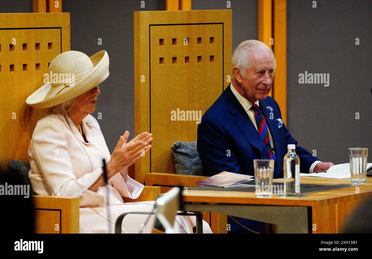 King Charles III and Queen Camilla during a visit to the Senedd in ...